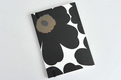 marimekko マリメッコ Unikko ウニッコ Notebook ノート 【A5サイズ】96ページ・ゴムバンド付き/ホワイト×ブラック ...