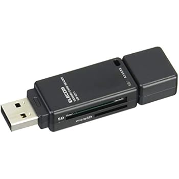 Amazon | エレコム カードリーダー USB2.0 2倍速転送 スティックタイプ ストラップホール付 ブラック MR-K011BK | エレコム | パソコン・周辺機器 通販