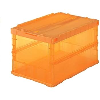 Amazon | TRUSCO(トラスコ) 薄型折りたたみコンテナスケル 50Lロックフタ付 オレンジ TSK-C50B-OR | DIY・工具・ガーデン