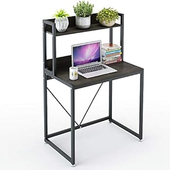 Amazon | DEWEL パソコンデスク デスク 幅80cm ラック付きデスク 勉強デスク PCデスク 収納ラック付き ワークデスク 机 木製 メラミン加工 アジャスター付き 学習机 作業 ...