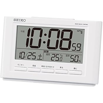 Amazon.co.jp : セイコー クロック 目覚まし時計 電波 デジタル カレンダー 温度 湿度 表示 白 パール SQ698S SEIKO : ホーム＆キッチン
