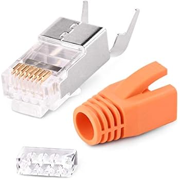 Amazon | Aucas LANコネクタ RJ45 モジュラープラグ STP カテゴリ7対応 8P8C(8極8芯)金メッキ つめ折れ防止 ...