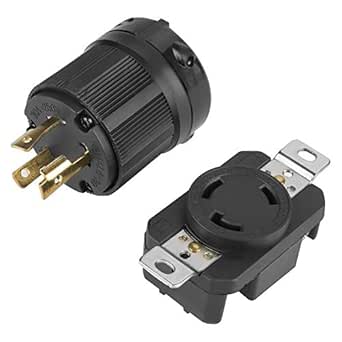Amazon | L6-30Pオスプラグ+L6-30Rメスレセプタクル NEMA L6-30P L6-30R 30A 250Vツイストロック ...