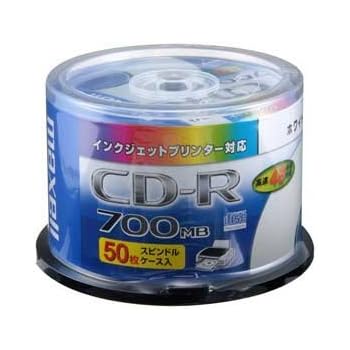 Amazon | maxell データ用 CD-R 700MB 48倍速対応 インクジェットプリンタ対応ホワイト50枚 スピンドルケース入 CDR700S.ST.PW50SP | マクセル ...