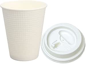 Amazon | 東罐興業 断熱 エンボス 紙コップ 白無地 260ml 白リフトアップリッド付き 50個セット SMP-260E | ノーブランド品 | 使い捨てドリンクカップ 通販