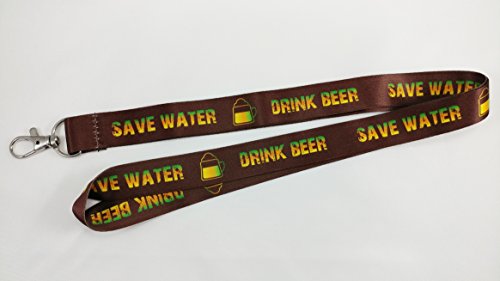 Save Water Drink Beer Lanyard / Keychain with clip for IDバッジまたはキー | 文具百貨