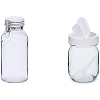 Amazon｜セラーメイト 保存 瓶 ワンプッシュ 便利びん 調味料入れ ドレッシング ボトル ガラス 容器 500ml 日本製 223415 & セラーメイト 保存 瓶 2Way ボトル 粉 ...