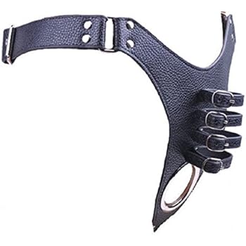 Amazon | 調教 PUレザー 貞操帯 男性SM 拘束具 射精管理 コックロック ペニス拘束 きパンツ ボンテージ セクシーな下着 (ブラック) | FEROSN | SM