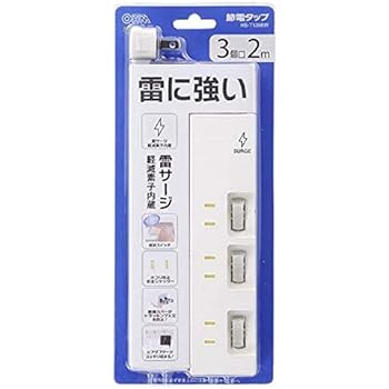 Amazon | ELPA エルパ LEDランプスイッチ付タップ 耐雷サージ機能付 3個口 2m WBS-LU302B(W) | ELPA | パソコン・周辺機器 通販