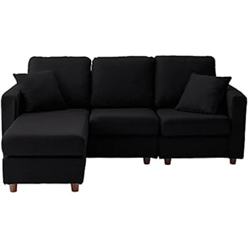 Amazon.co.jp： LOWYA ソファ ソファセット リビングソファ カウチソファ 3人掛け sofa レザー ブラック: ホーム＆キッチン