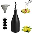Amazon｜300ml/11OZ ガラス製 オリーブオイルボトル、オリーブオイルディスペンサー、セラミックオイルボトル、重力ノズル付きオイルボトルドリズラー、ラベルステッカー、酢オリーブ ...
