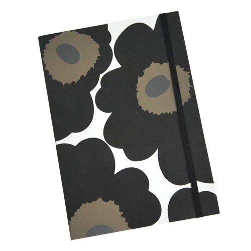 marimekko マリメッコ Unikko ウニッコ Notebook ノート 【A5サイズ】96ページ・ゴムバンド付き/ホワイト×ブラック ...