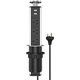 Silver AU Pop Up Power Point 3 Sockets Plug 2 USB charging Table ...