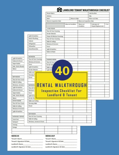 Amazon | Rental Walkthrough Checklist For Landlord & Tenant (40 Tenants ...