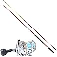 Amazon.co.jp: 船タコ・堤防 タコ釣り 入門 ロッド＆リールセット タコVX2 180 ＆ タコ両軸リール PEAKS 200T PEライン4号約100m付き (takoset ...