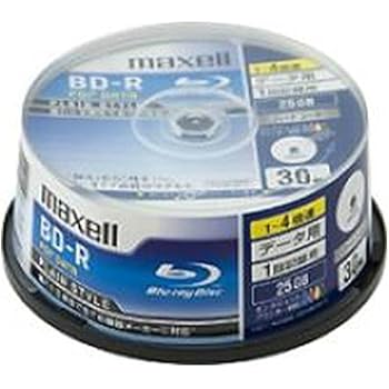 Amazon | maxell データ用ブルーレイディスク BD-R 25GB 「PLAIN STYLE」 (1~4倍速対応) インクジェ BR25PPLWPB.30SP | マクセル ...