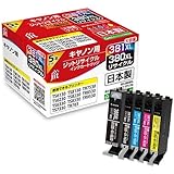 Amazon | 【Amazon.co.jp限定】ジット キヤノン(CANON) BCI-381XL(BK/C/M/Y)+BCI-380XL(大容量) 対応 5色セット リサイクルインク 日本 ...