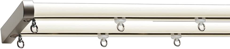 Amazon｜カーテンレール ネクスティMセット ホワイトグレイン ダブルセット 1.82m TOSO キャップパールベージュ ブラケット3個付 正面付｜カーテンレール・ポール オンライン通販