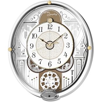 Amazon.co.jp： セイコー クロック 掛け時計 電波 アナログ からくり 6曲 メロディ 回転飾り 白 パール RE570W ...