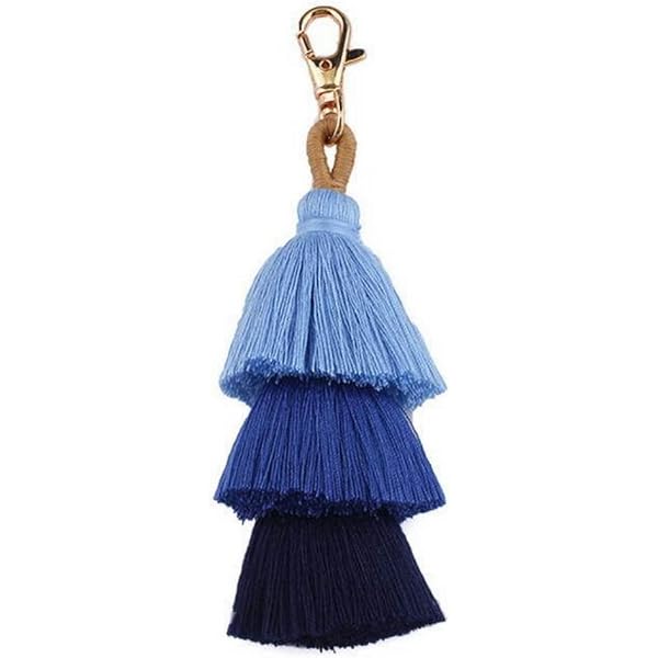 Gradient Blue Bag Charm QTMY Gradient Blue Pom Pom Keychain - Boho Bag ...