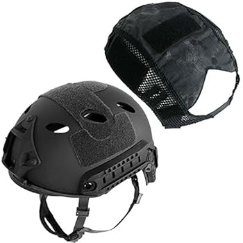Amazon | SHENKEL FAST HELMET ファストヘルメット PJタイプ(BK) ＆ ヘルメットカバー メッシュ仕様(タイフン) サバゲー 装備 4点式あご紐ヘルメット ...
