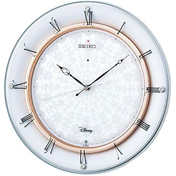 Amazon｜セイコークロック(Seiko Clock) 掛け時計 ピンク唐草柄 光沢 直径32.5×4.8cm ミッキーマウス ミニーマウス ...