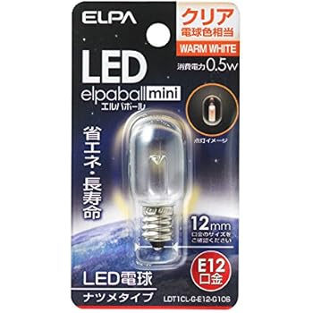 Amazon | ELPA LEDナツメ球 口金直径12mm クリア昼白色 LDT1CN-G-E12-G105 | ELPA(エルパ) | LED電球