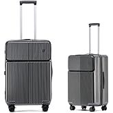 Amazon | [Yuweijie] スーツケース 拡張型 フロントオープン 機内持ち込み ストッパー付き キャリーケース sサイズ 2泊3日 軽量 大容量 多機能 トップポケットパソコン ...