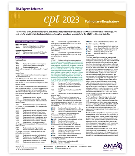 Amazon | CPT 2023 Express Reference Coding Card: Pulmonary/Respiratory ...