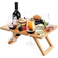 Bamboo Travel Picnic Table 48x38x25CM, Portable, Lightweight Table with ...