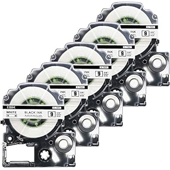 Amazon | 9mm 互換 テプラ テープ 白 キングジム テープカートリッジ Kingjim tepra SS9K テプラpro 黒文字 8M sr150 sr170 sr750 ...