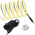 Amazon.co.jp : 【RYE】 COB テープライトLEDストリップライト人感センサーフレキシブル 高密度 幅5mm 隠れたLEDテープライト4m 320LEDs/m 白光色 ...