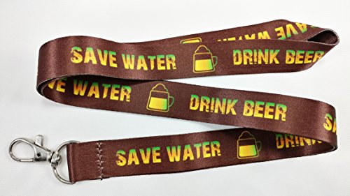 Save Water Drink Beer Lanyard / Keychain with clip for IDバッジまたはキー | 文具百貨