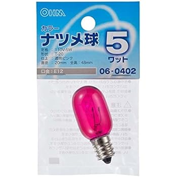 Amazon | 旭光 ナツメ球 T20カラー 110V5W 口金:E12 透明ピンク ナツメ T20 E12 110V-5W(CP) | 旭光 | 白熱電球 通販