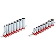 Amazon | SK11(エスケー11) ディープソケットセット SHS308D クリップ色:赤 差込角:9.5mm 8点 1セット & SK11 ソケットセット 6角 SHS308M ...