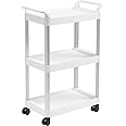 Amazon.co.jp: イーサプライ キッチンワゴン ツールワゴン 3段 幅60cm 奥行32cm 高さ83cm 総耐荷重50kg キャスター 作業台 台車 棚 軽量 ホワイト EEX ...