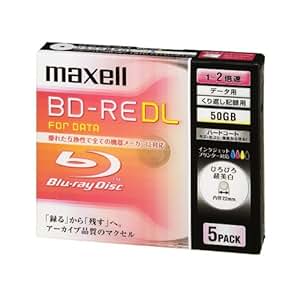 Amazon | maxell データ用 BD-RE DL 50GB 2倍速対応 インクジェットプリンタ対応ホワイト(ワイド印刷)5枚 5mmケース入BE50PWPA.5S | マクセル ...