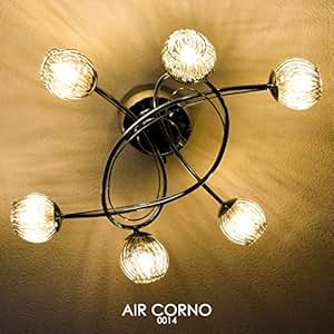 Amazon | AIR CORNO エアコルノ 014 LED シーリングライト シャンデリア 6灯 ハンドメイド 硝子セード G9 | エアコルノ\AIR CORNO | シャンデリア