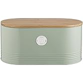 Typhoon 1400.973U Bread Bin with Bamboo Lid, Blue 29109 19.5 x 34 x 20. ...