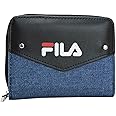 Amazon | [フィラ] 財布 二つ折り ラウンドファスナー デニムレター メンズ レディース FIS-0633 (ブラック) | 財布