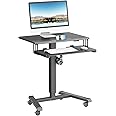 Amazon | ERGOMAKER 移動式昇降デスク 幅65cm×奥行45cm×高さ73~113CM キーボードトレイ付 スタンディングデスク 立ち ガス圧サイドテーブル 耐荷重15K+5G ...