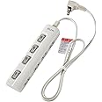 Amazon.co.jp: エルパ(ELPA) スイッチ付タップ コンセント 延長コード LED 横差し 4個口 1m WLS-LY41EB(W) : パソコン・周辺機器