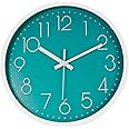 Topkey Wall Clock 12" Silent Non Ticking Modern Clock Round Decorative ...