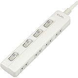 Amazon.co.jp: ELPA エルパ 電源タップ LEDランプスイッチ付タップ 耐雷サージ機能付 上挿し 4個口 2m WLS-LU420MB(W) : パソコン・周辺機器