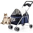 Amazon | Petmoon ペットカート 猫 犬 バギー 中型犬 多頭用 カート 小型犬 中型犬 犬用ベビーカー 3way 折りたたみ 四輪 介護用 お出かけ 軽量 組み立て簡単 前輪 ...