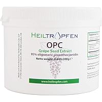OPC Powder 0.44ポンド - 200 g、ブドウ種子抽出物、95％オリゴマープロアントシアニジン。Heilt…