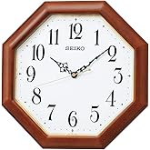 Amazon.co.jp: セイコークロック 掛け時計 ネイチャーサウンド 12種類 電波 アナログ 報時 切替式 薄茶木地 本体サイズ:33 ...