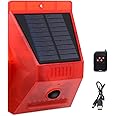 Amazon.co.jp : WJW LED警告灯付防犯アラーム ソーラー/USB充電式 動体センサー搭載 赤色フラッシュ＆警報音 129db サウンドセキュリティ モード変更リモコン付属 ...