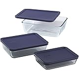 Pyrex Simply Store Glass Food Containers With BPA Free Plastic Blue ...