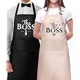 Couple Aprons for Cooking-The Boss The Real Boss Apron Set Funny ...